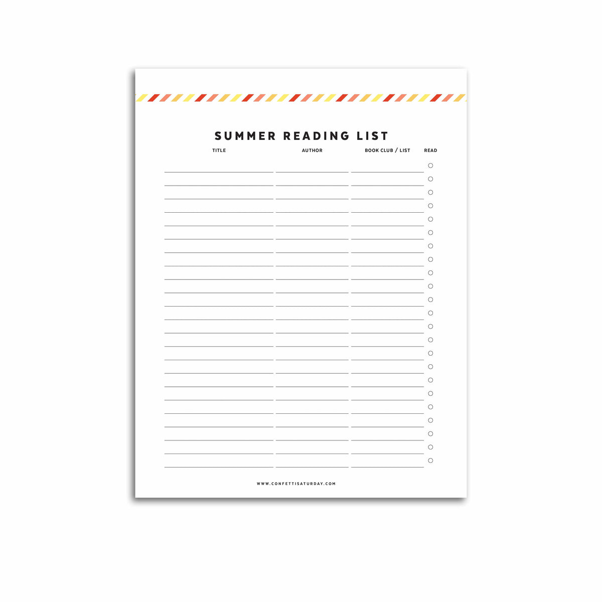 Free Printable Summer Reading List