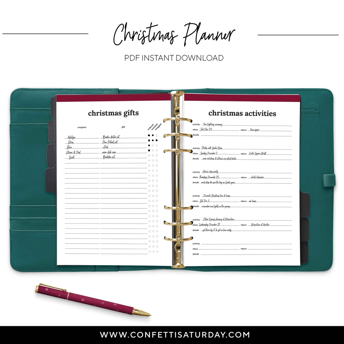 Christmas Planner Pages Printable