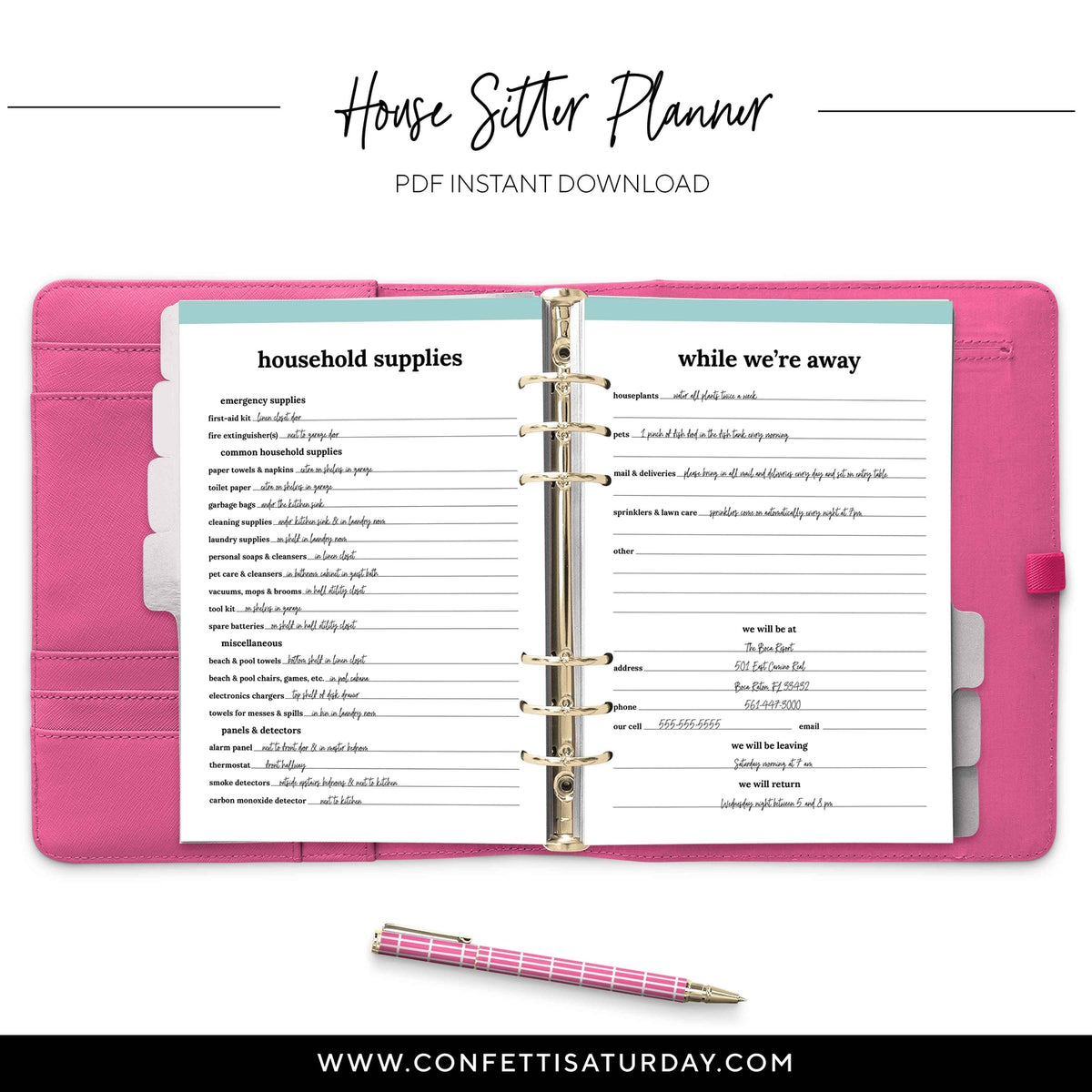 House Sitter Planner | Classic