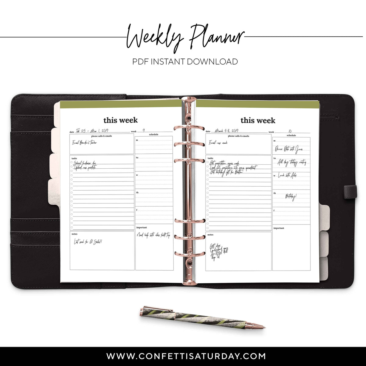 Weekly Planner Summary | Classic