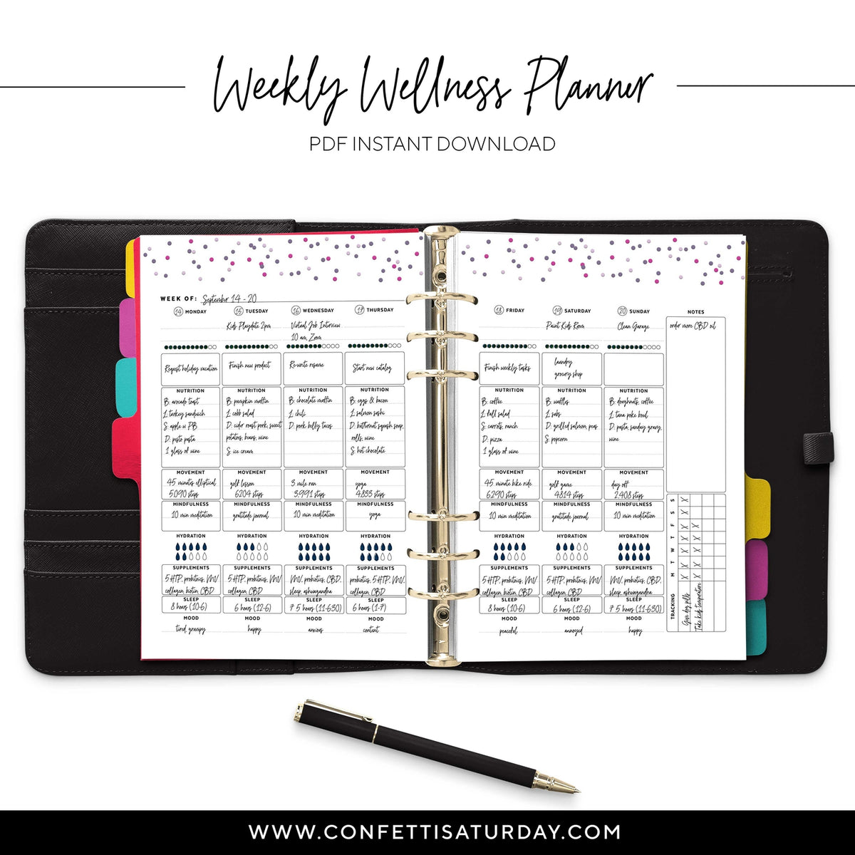 Weekly Wellness Planner Pages, Undated